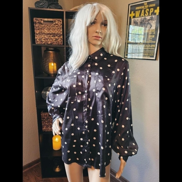 Champs | Tops | Cute Black And White Polka Dot Blouse | Poshmark